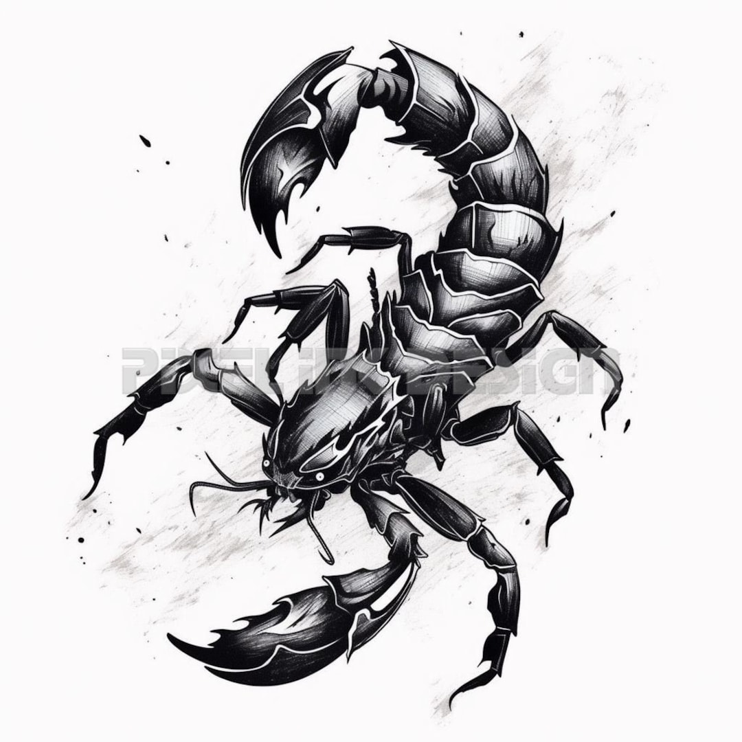 Scorpion Tattoo Design Detailed High Resolution Digital Art on White ...