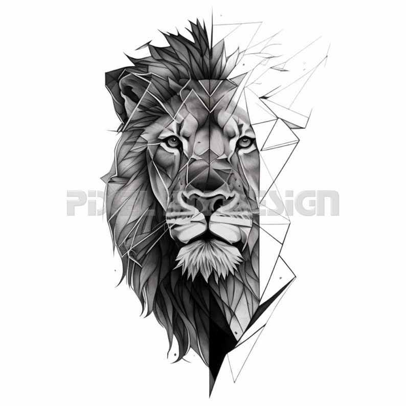 Geometrical Lion Tattoo Design - Download High Resolution Digital Art ...