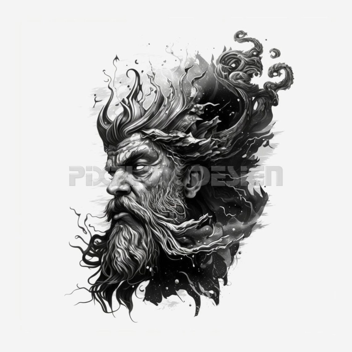 Poseidon Tattoo Design Download High Resolution Digital Art PNG ...