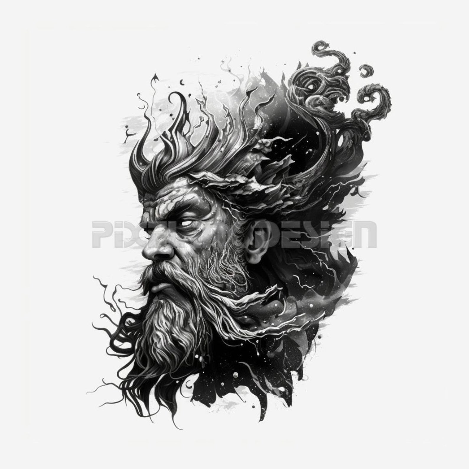 Poseidon Tattoo Design - Download High Resolution Digital Art PNG ...