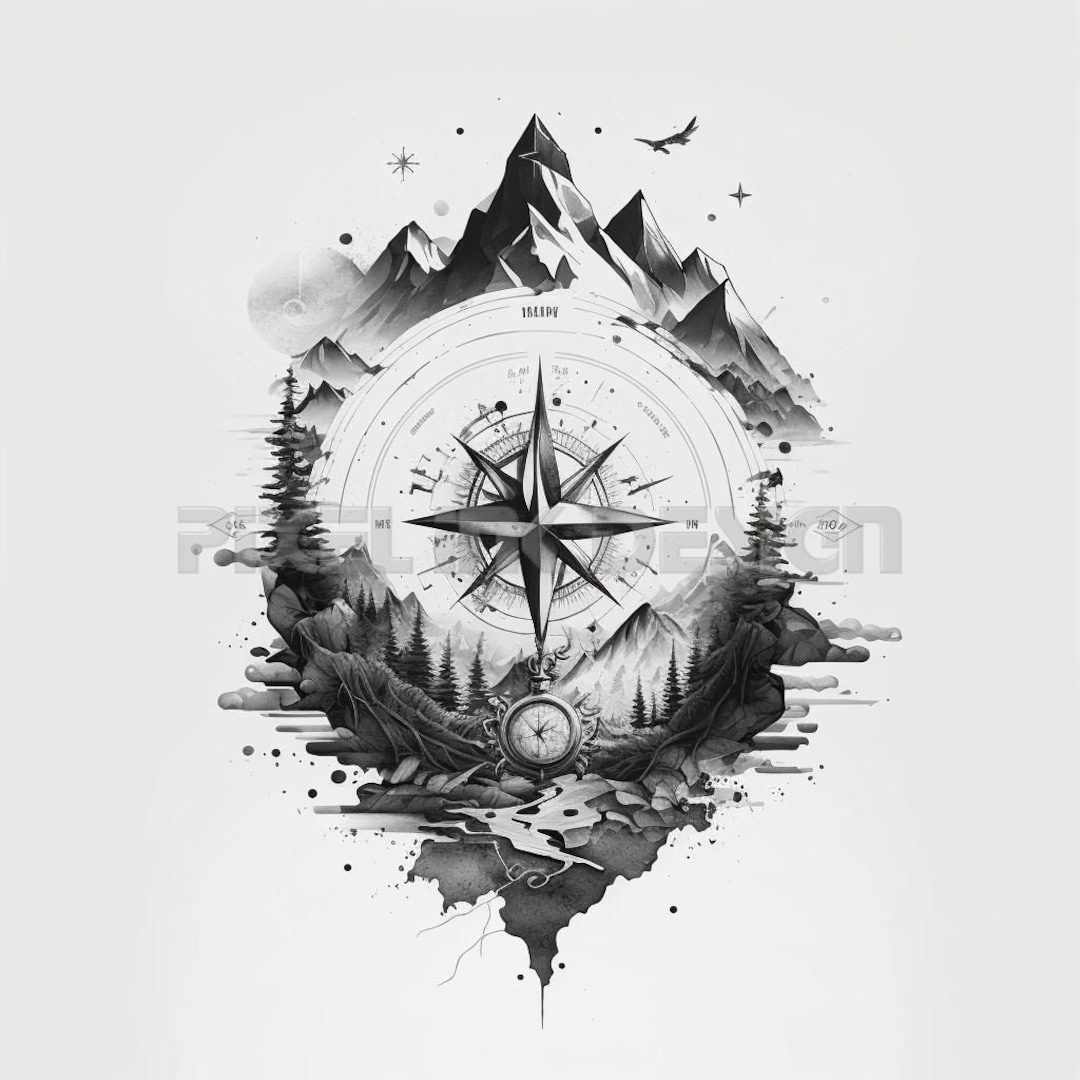 Compass Tattoo Design - Download High Resolution Digital Art PNG ...