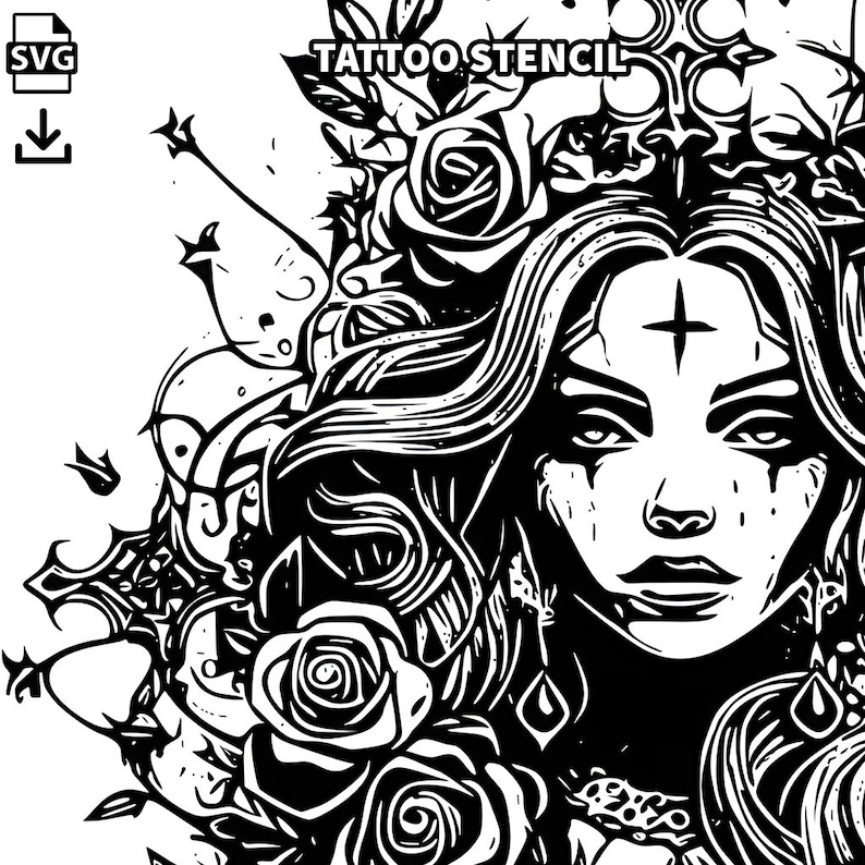 Gothic Woman Tattoo Transparent Background Download Detailed High ...