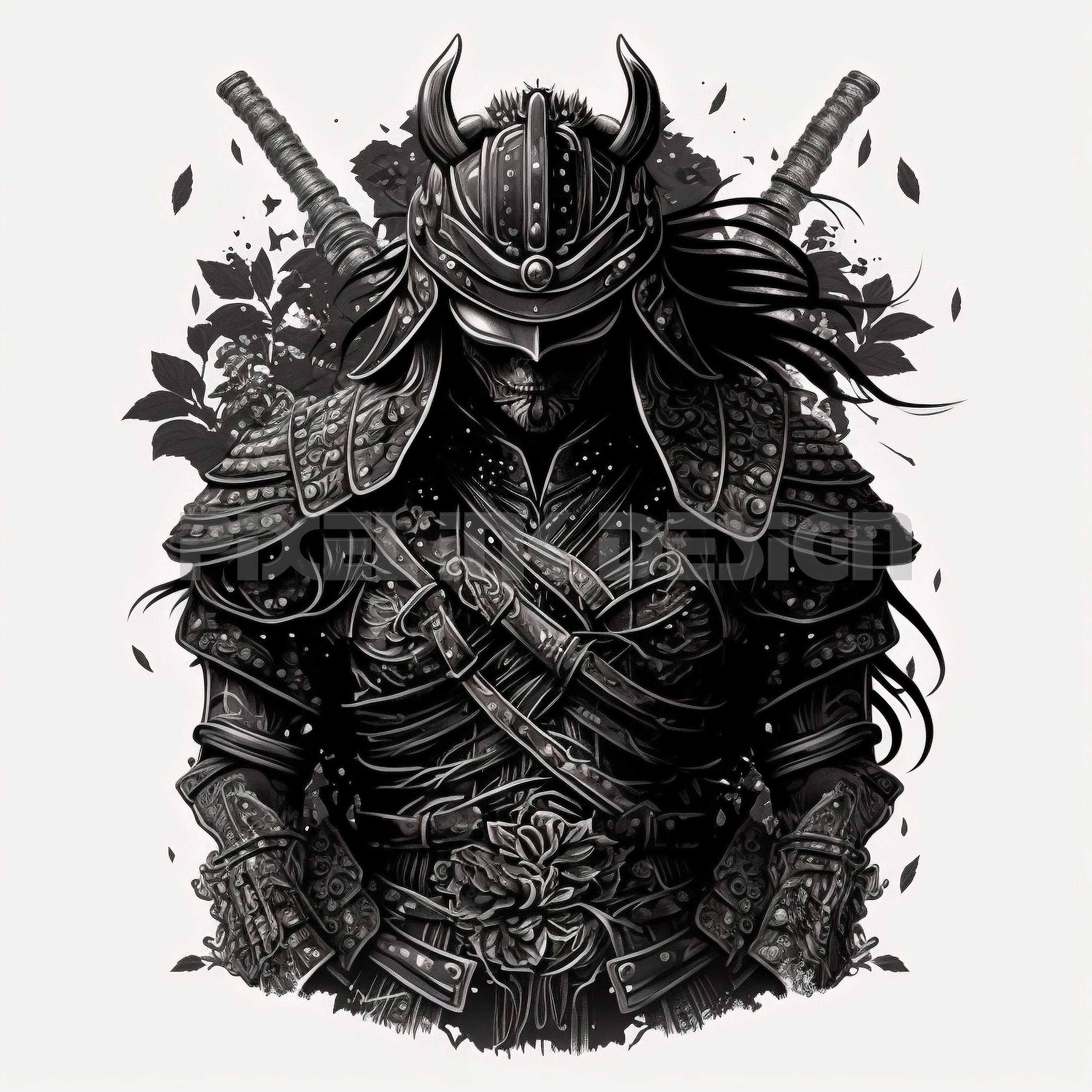 Samurai Warrior Tattoo Design Download High Resolution Digital Art PNG ...