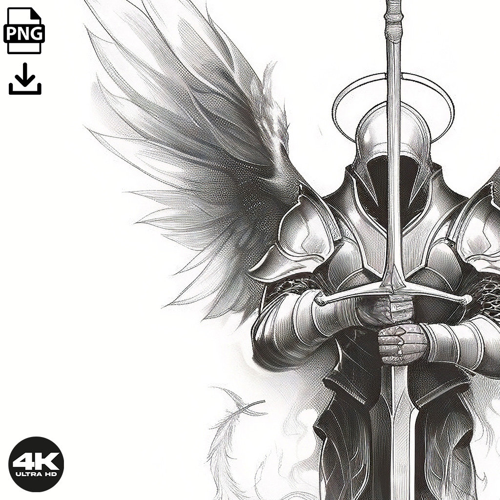 Angelic Knight Tattoo Design Download High Resolution Digital Art PNG ...