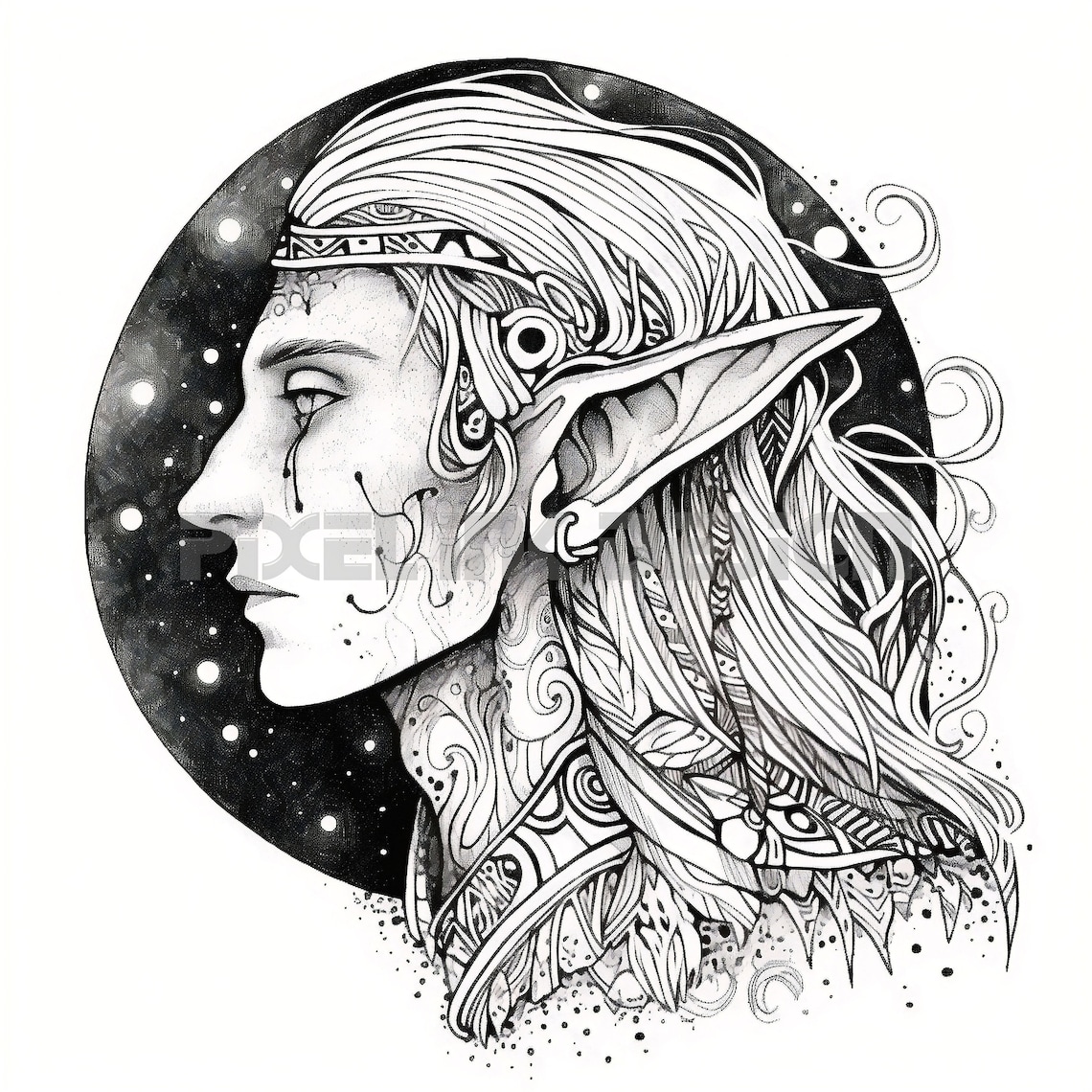 High Elf Tattoo Design Download High Resolution Digital Art PNG ...