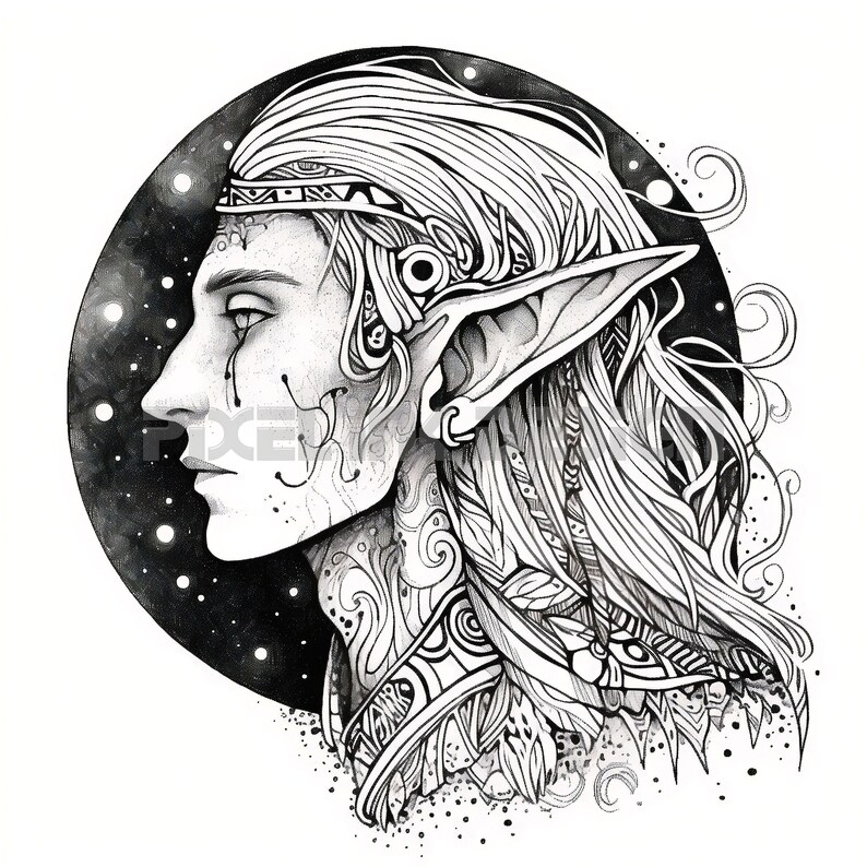 High Elf Tattoo Design Download High Resolution Digital Art PNG ...