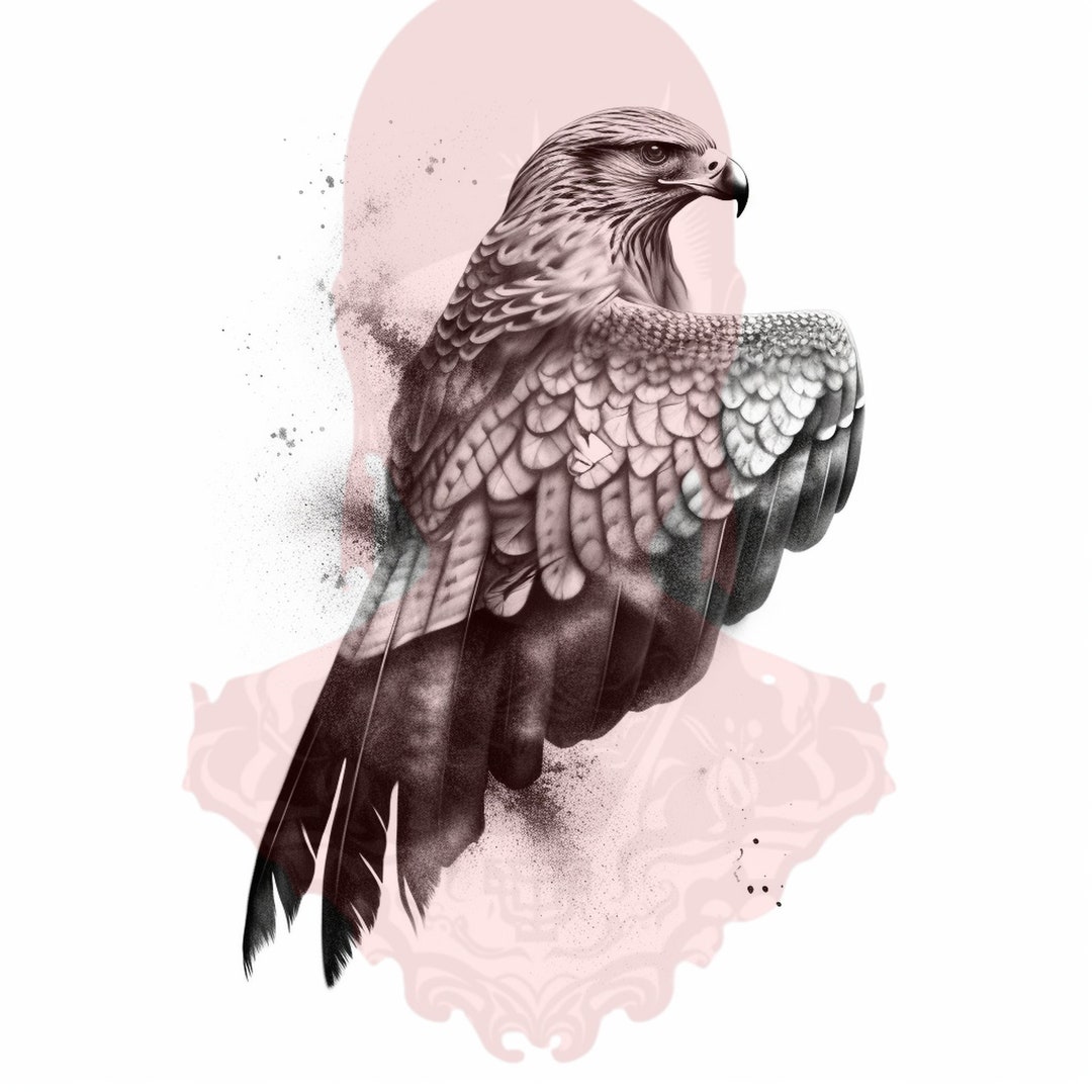 Flying Falcon Tattoo Design White Background Download - Etsy