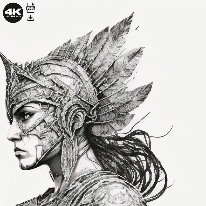 Athena Goddess of War Tattoo Design White Background Download Detailed ...