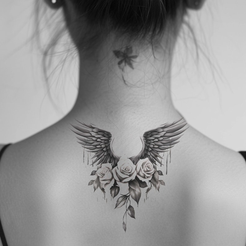 Wings With Roses Tattoo Design - Download High Resolution Digital Art ...