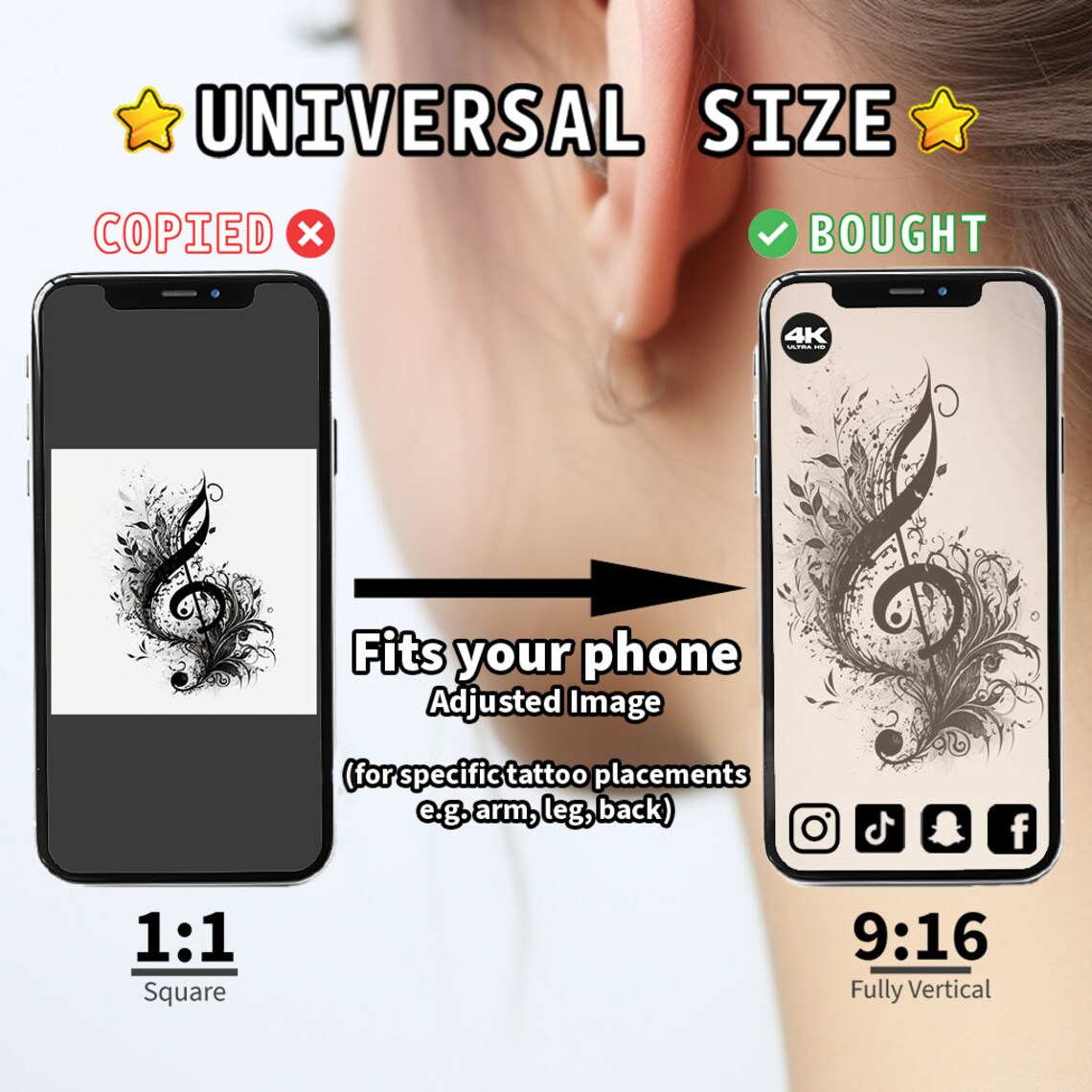 Music Sheet Note Tattoo Design Download High Resolution Digital Art PNG ...