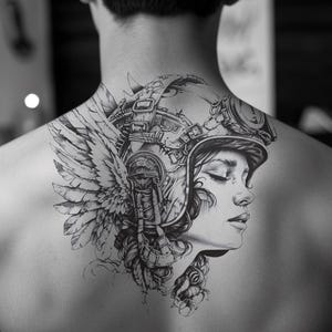 Angel in Helmet Tattoo Design - Download High Resolution Digital Art ...