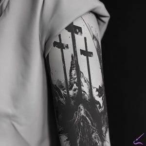Three Crosses on Calvary Tattoo Design - Download High Resolution ...