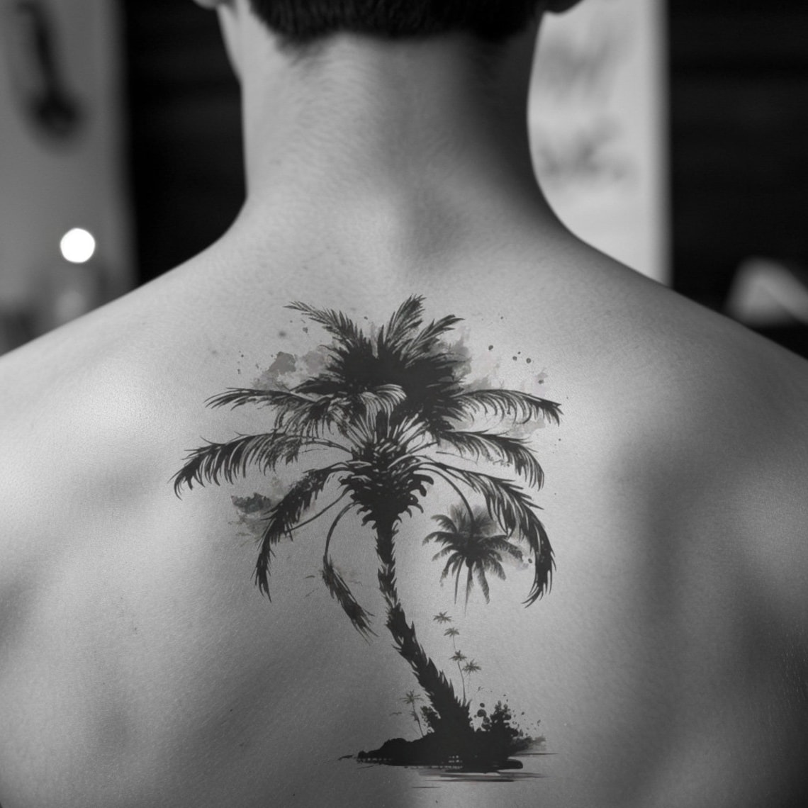 Palm Tree Tattoo Design Detailed High Resolution Digital Art on White ...