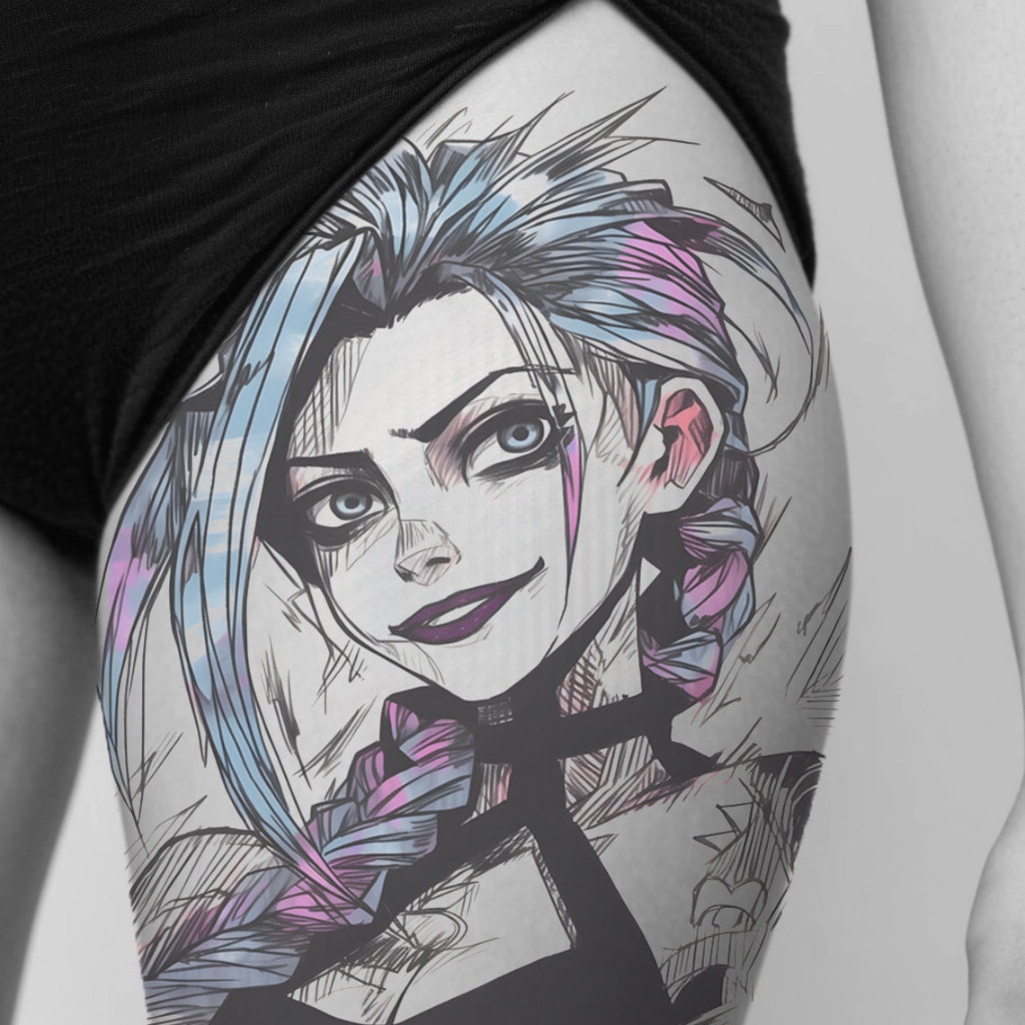 Jinx Tattoo Design Download High Resolution Digital PNG Art on White ...