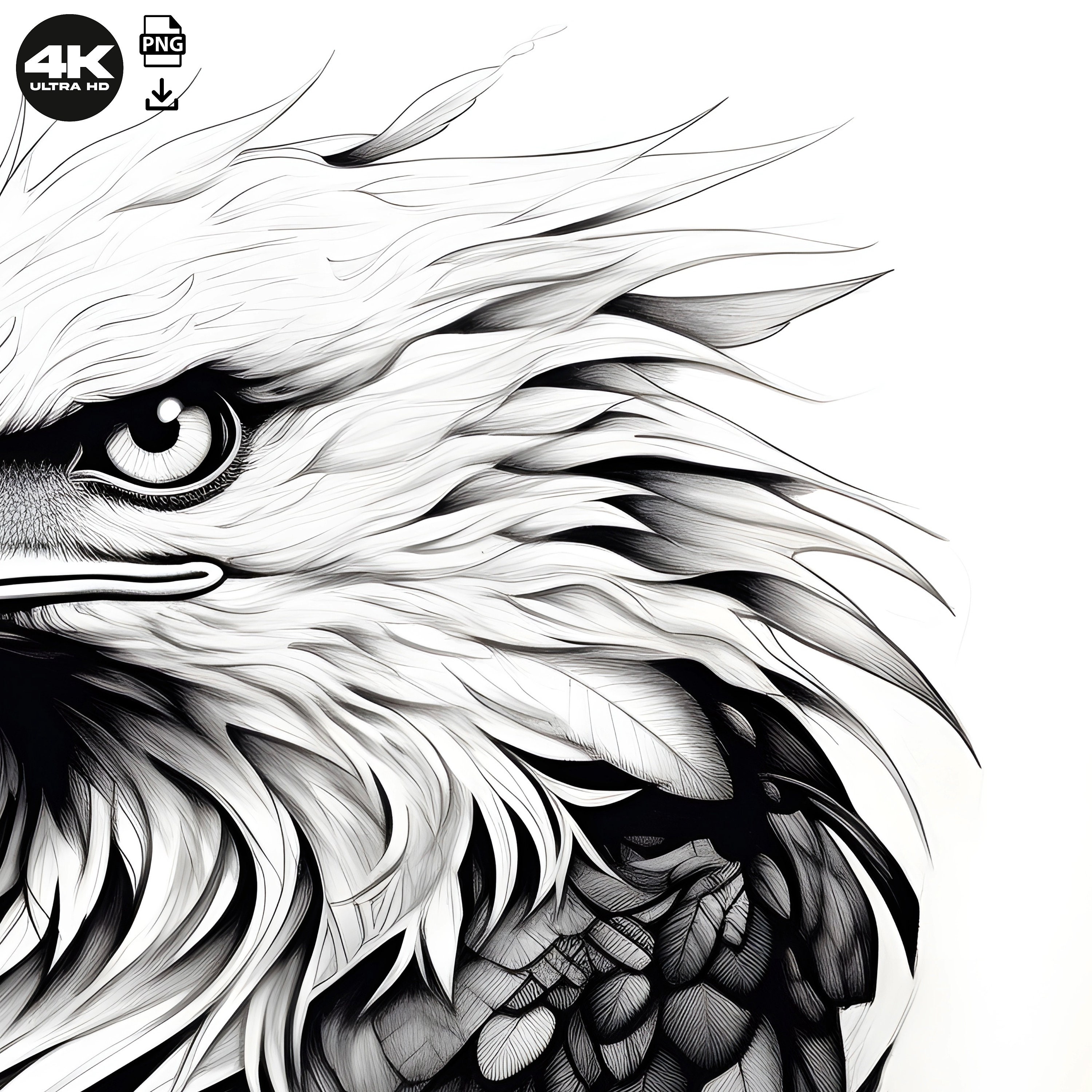Eagle Tattoo Design Detailed High Resolution Digital Art on White ...