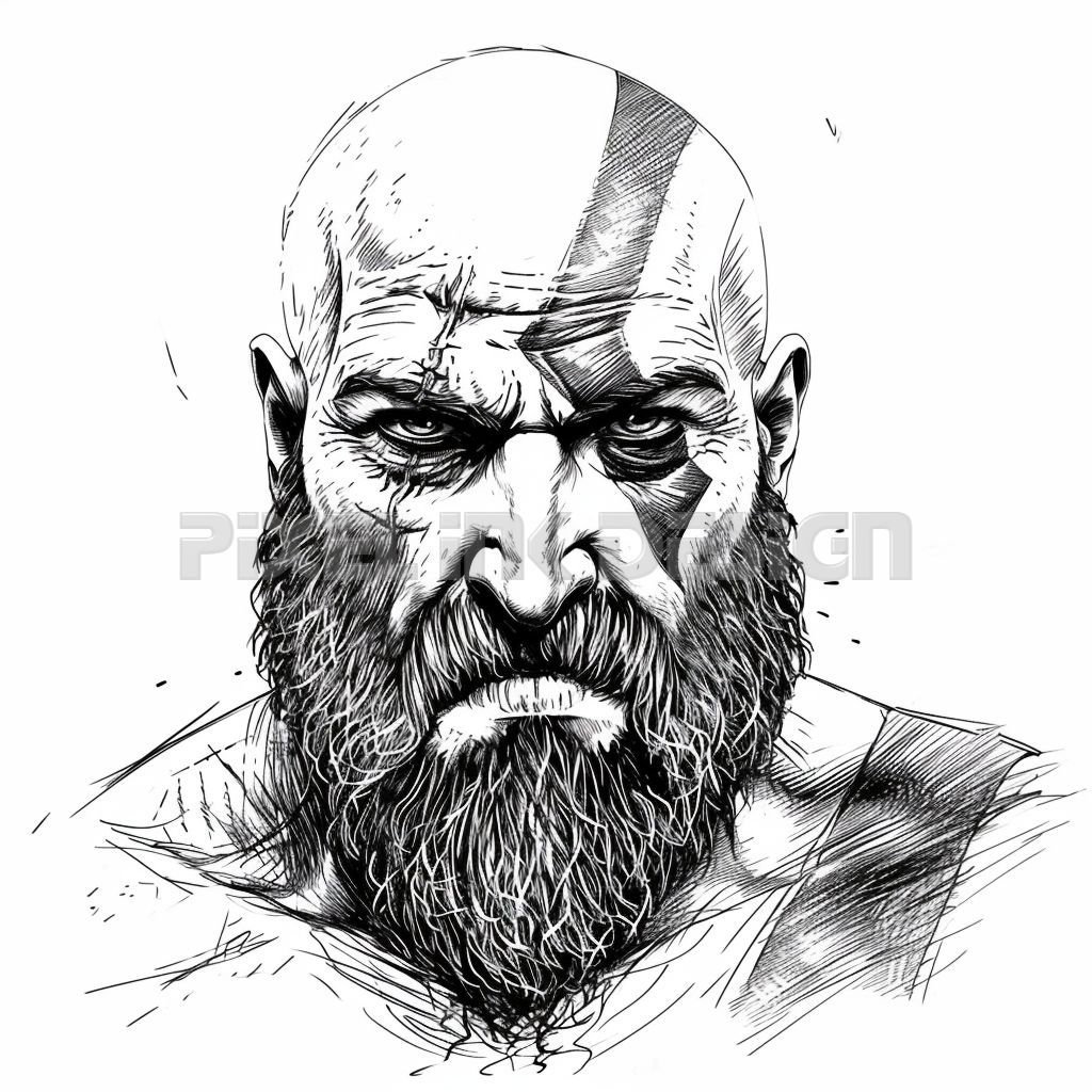 God Of War Kratos Face Drawing