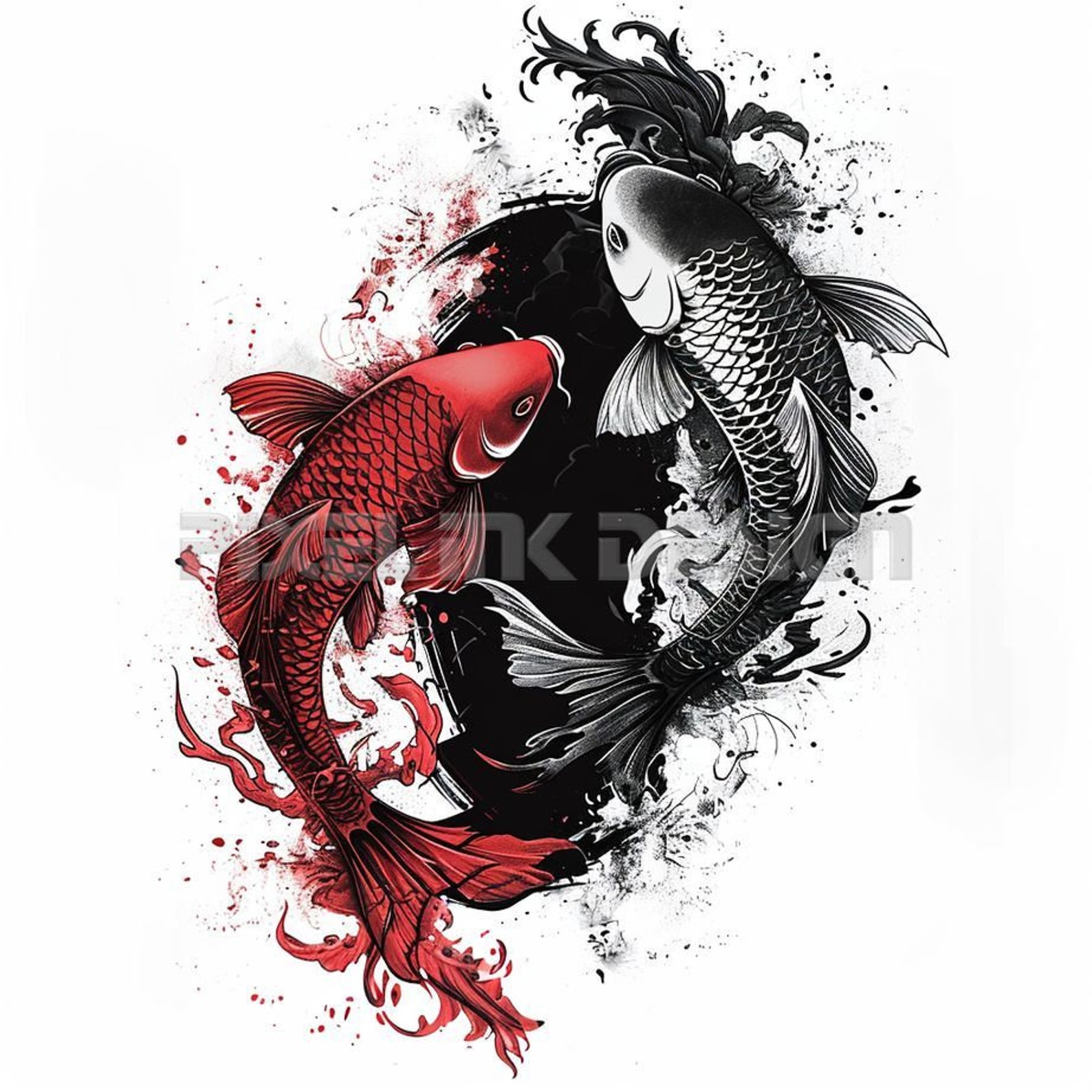 Koi Fish Tattoo Design Download High Resolution Digital Art PNG ...
