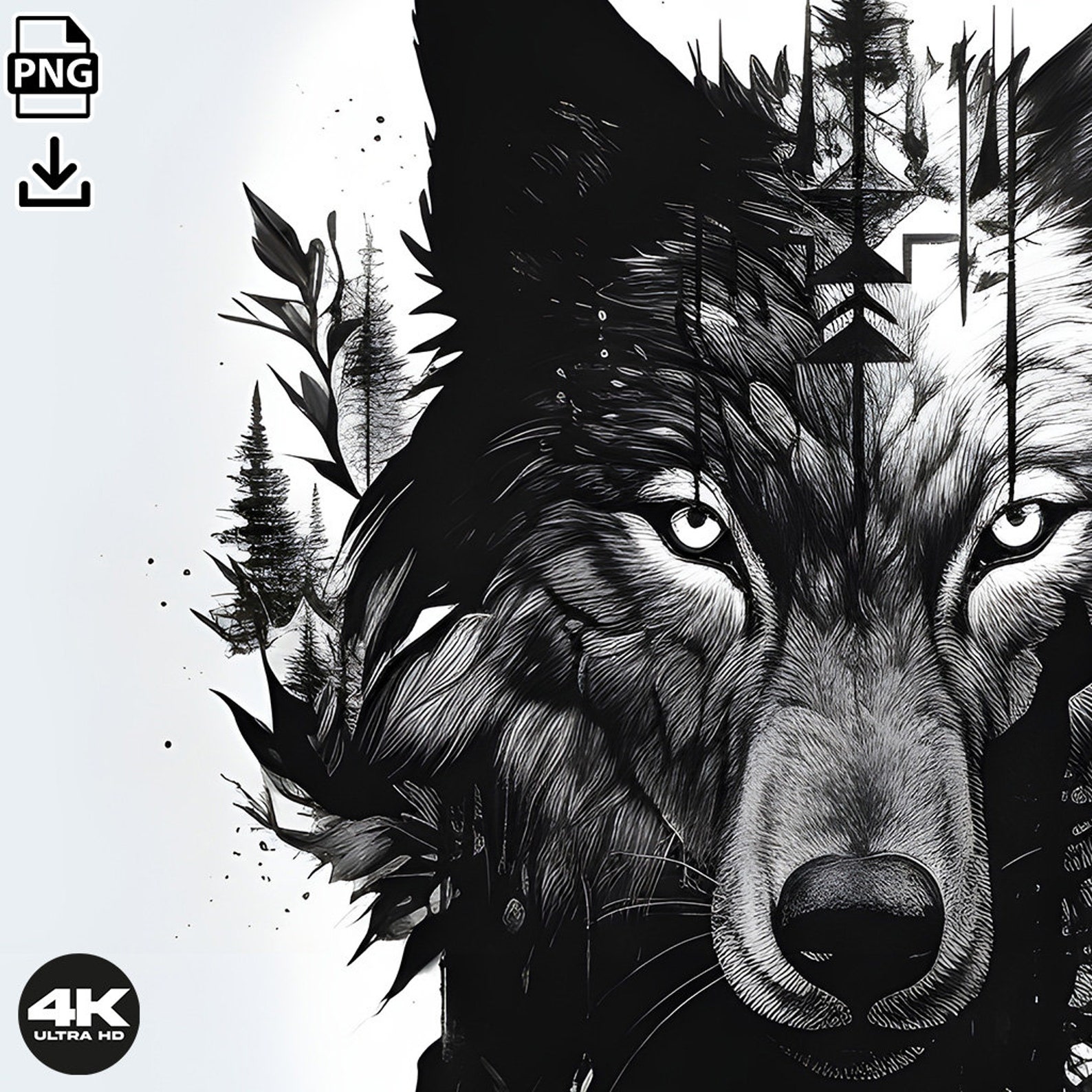 Wolfs Head Tattoo Design - Download High Resolution Digital Art PNG ...