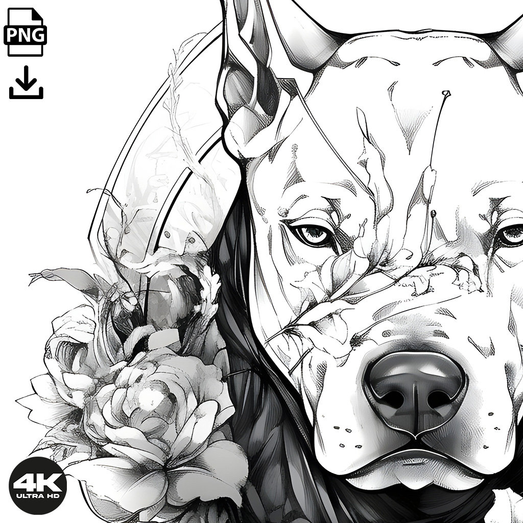 Pitbull Tattoo Stencil