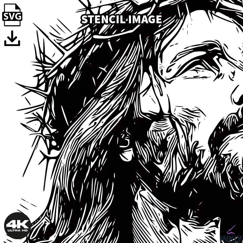 Hopeful Jesus Tattoo Design: High-resolution PNG, SVG Stencil (digital ...