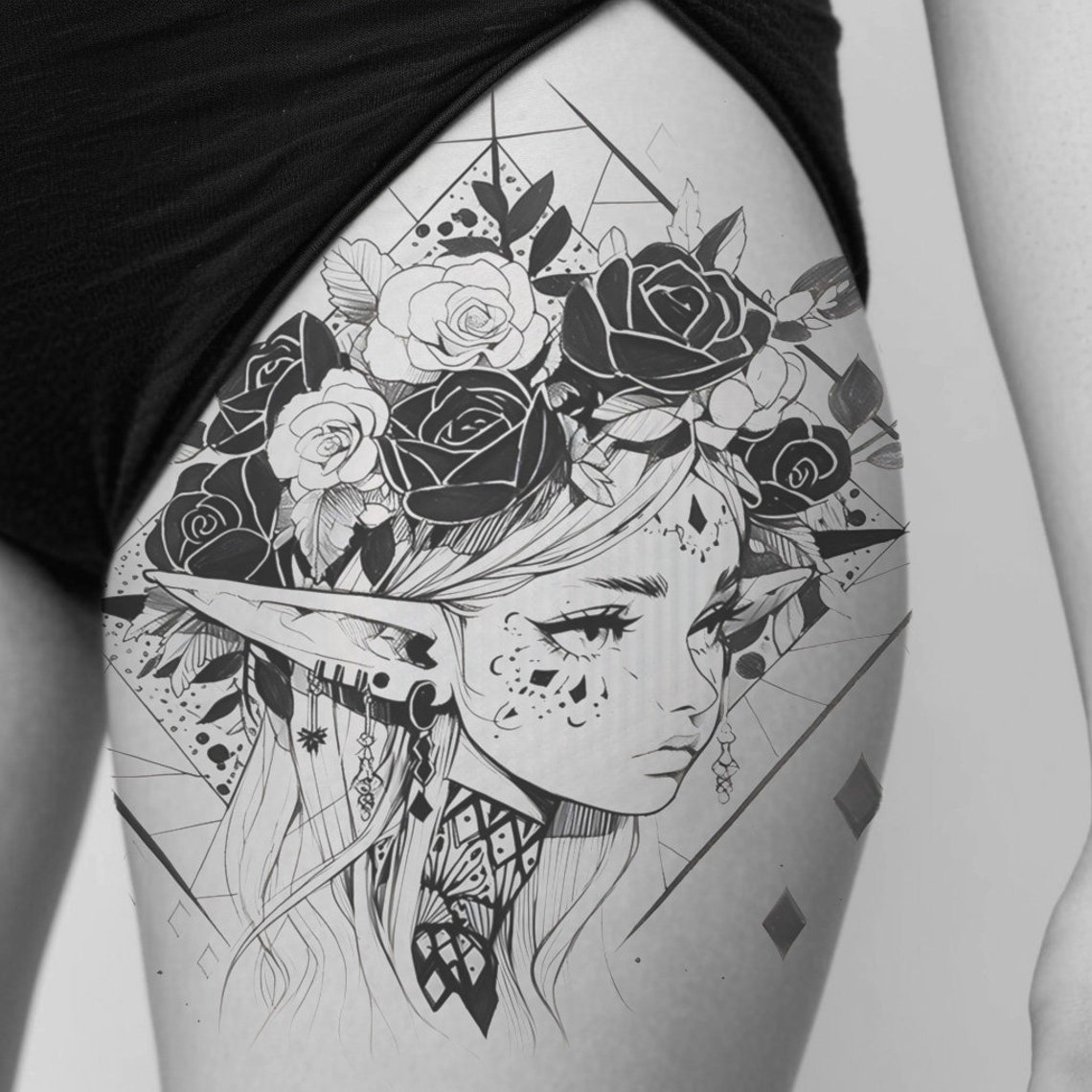 Geometric Elf Tattoo Design Download High Resolution Digital Art PNG ...