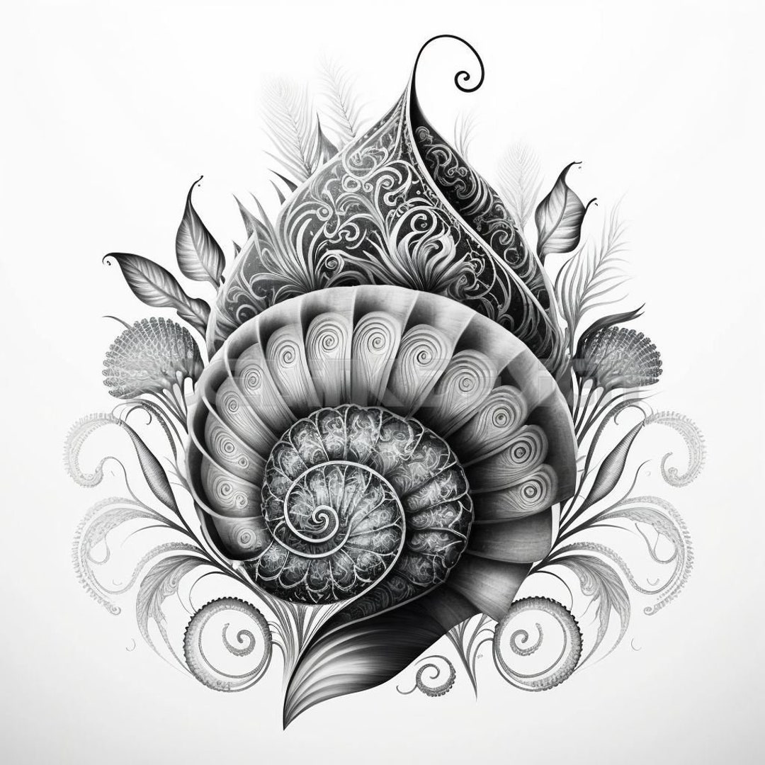 Seashell Tattoo Design - Download High Resolution Digital Art PNG ...