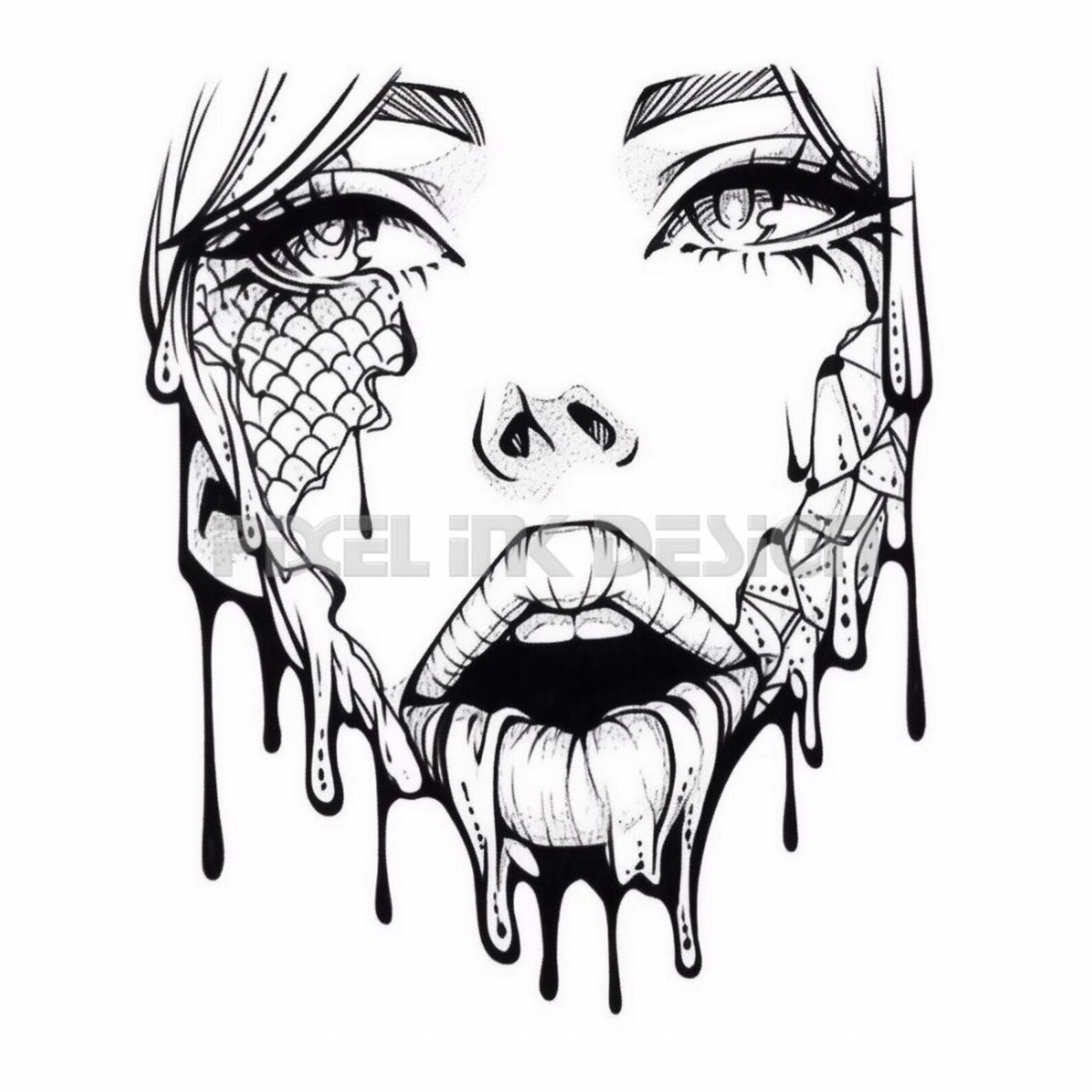 Siren Face Tattoo Design Transparent Background Download Detailed High ...