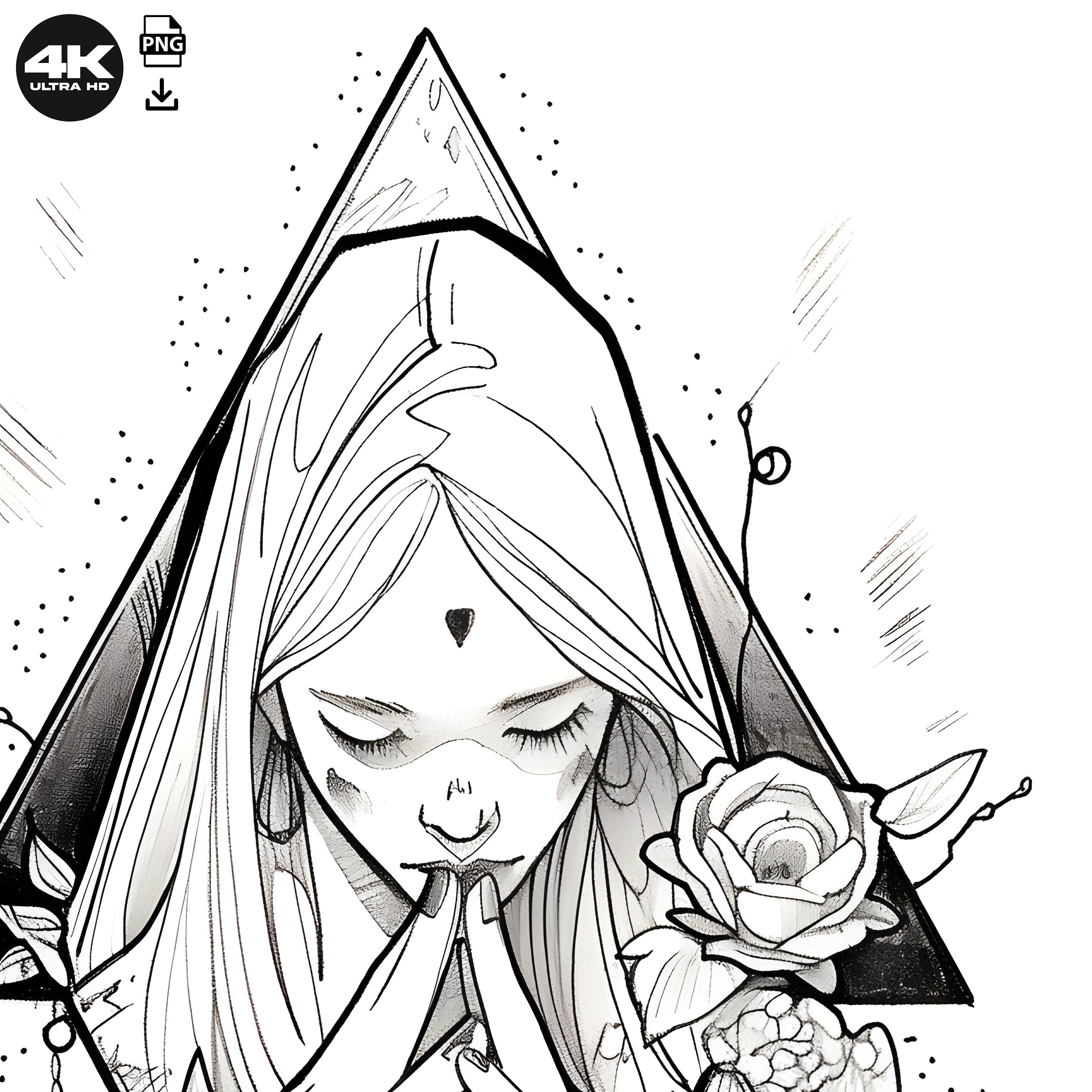 Praying Angel Tattoo Design Transparent Background Download Detailed ...