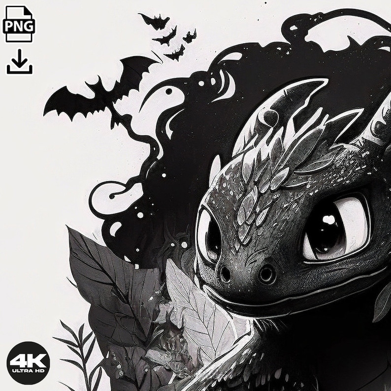 Toothless Dragon Tattoo Design Download High Resolution Digital PNG Art ...