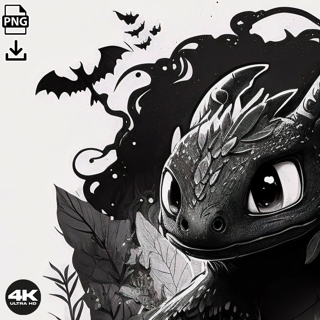 Toothless Dragon Tattoo Design Download High Resolution Digital PNG Art ...