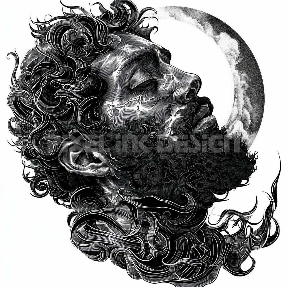 Helios Tattoo Design Download High Resolution Digital PNG Art on White ...