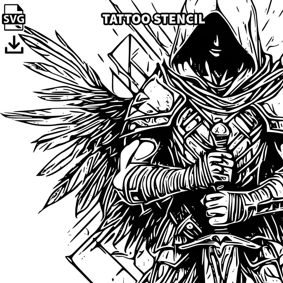 Guardian Angel With a Sword Tattoo Design - Download High Resolution ...