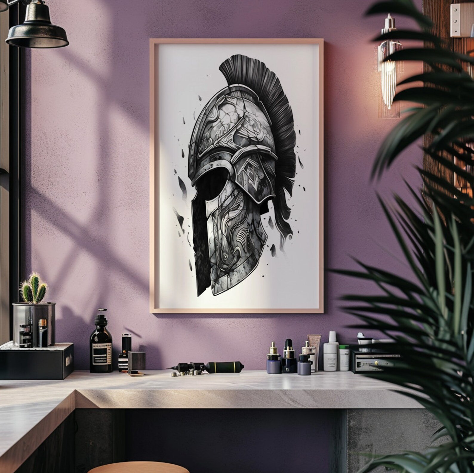 Ancient Helmet Tattoo Design: High-resolution Stencil (digital Download ...