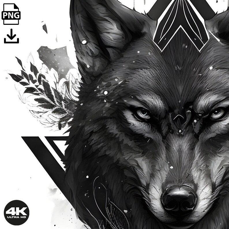 Wolf Tattoo Design Download High Resolution Digital PNG Art on White ...