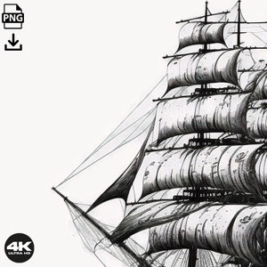 Sailing Ship Tattoo Design - Download High Resolution Digital Art PNG ...