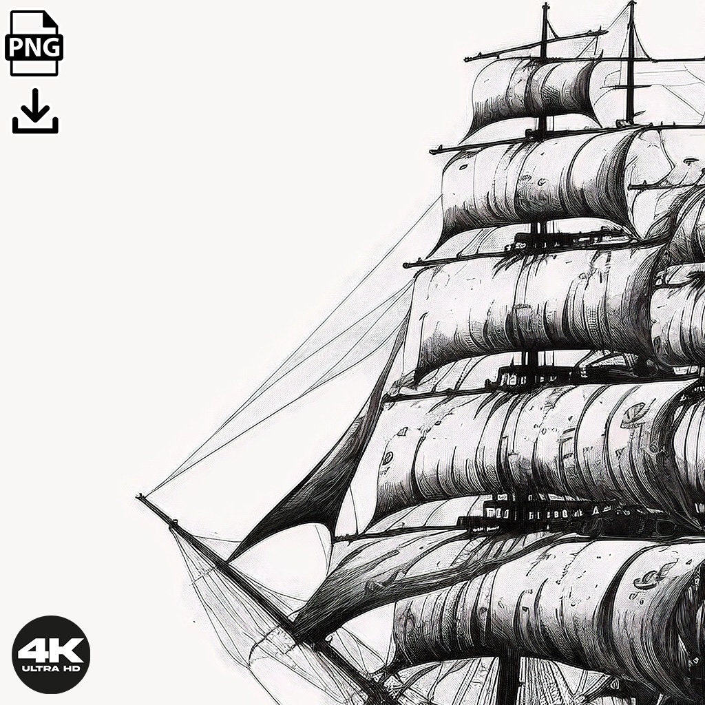 Sailing Ship Tattoo Design Download High Resolution Digital Art PNG ...