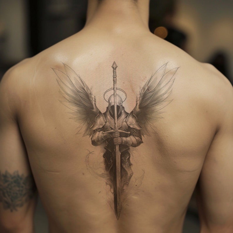 Angelic Knight Tattoo Design Download High Resolution Digital Art PNG ...