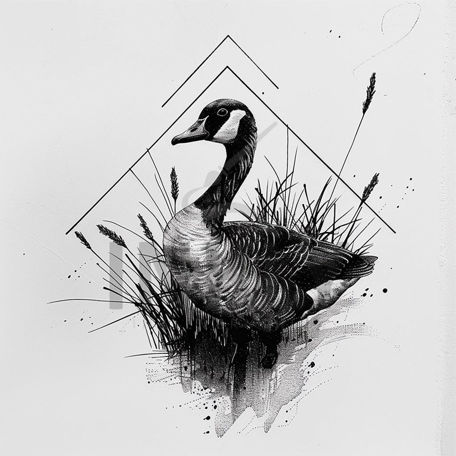 Goose Tattoo Design - Download High Resolution Digital Art PNG ...
