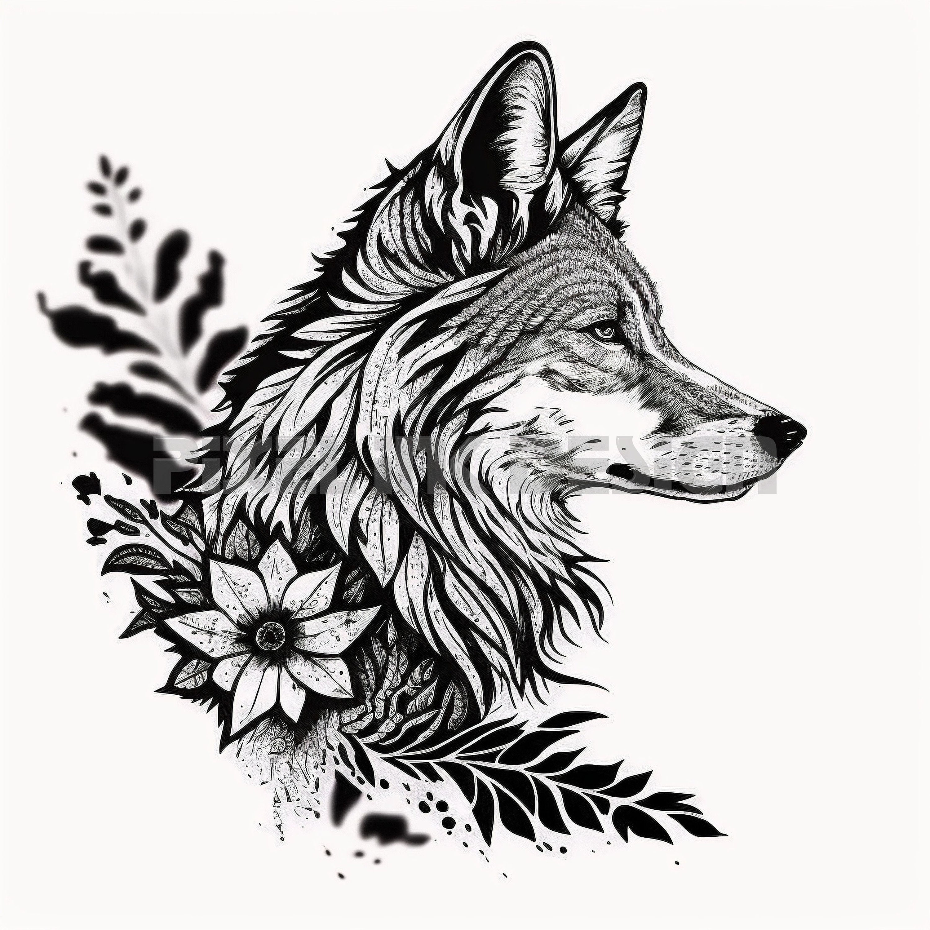 Coyote Tattoo Design Download High Resolution Digital Art PNG ...