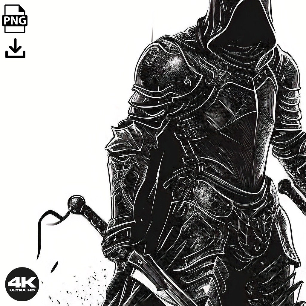 Hooded Knight Tattoo Design Download High Resolution Digital Art PNG ...