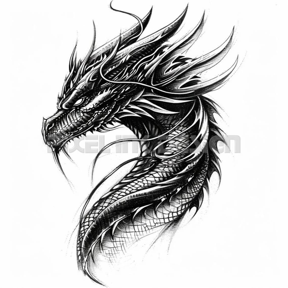 Black Dragon Tattoo Design Download High Resolution Digital Art PNG ...