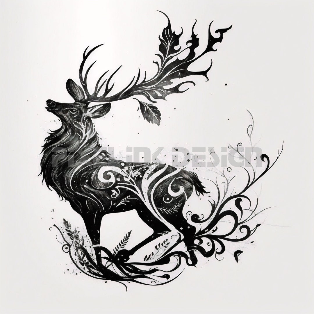 Reindeer Tattoo Design Download High Resolution Digital Art PNG ...