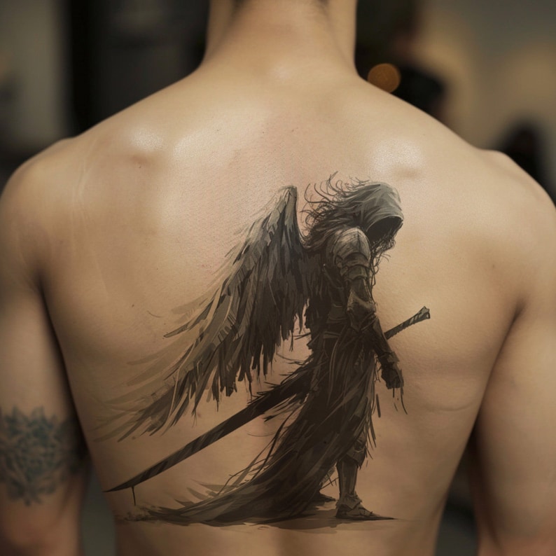 Guardian Angel With a Sword Tattoo Design Download High Resolution ...