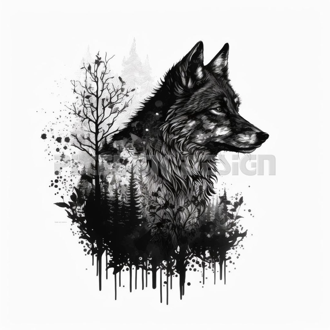 Wolf Tattoo Design Download High Resolution Digital Art PNG Transparent ...