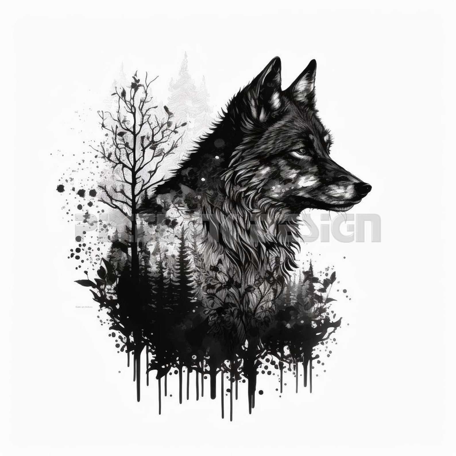 Wolf Tattoo Design Download High Resolution Digital Art PNG Transparent ...