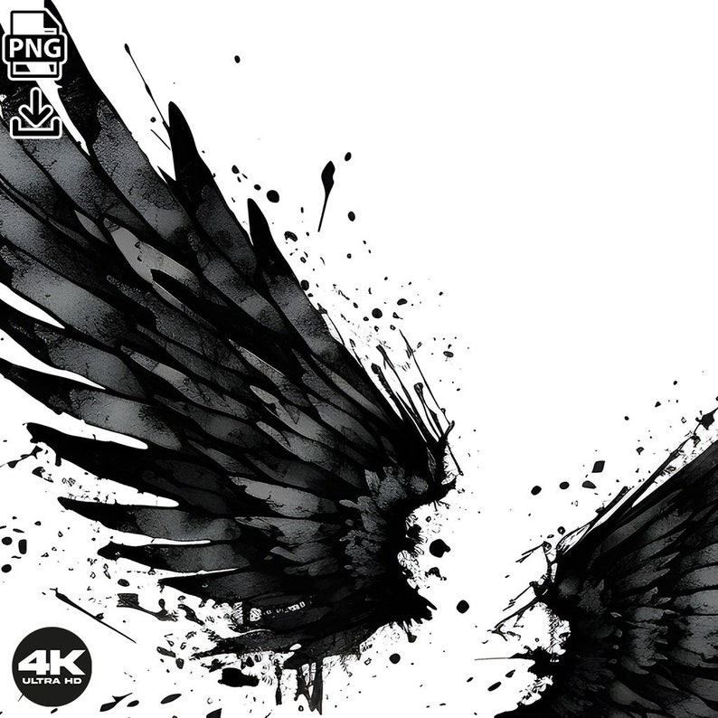 Angel Wings in Ink Style Tattoo Design - Download High Resolution ...