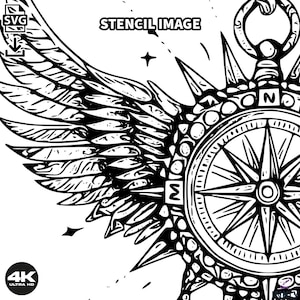 Compass With Wings Tattoo Design - Download High Resolution Digital Art ...