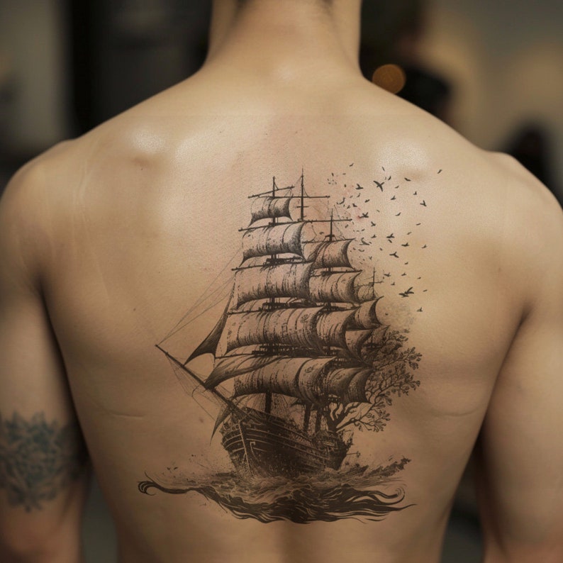 Sailing Ship Tattoo Design Download High Resolution Digital Art PNG ...