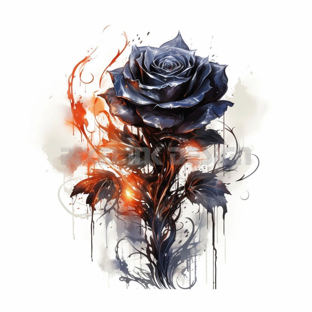 Black Rose Tattoo Design - Download High Resolution Digital Art PNG ...