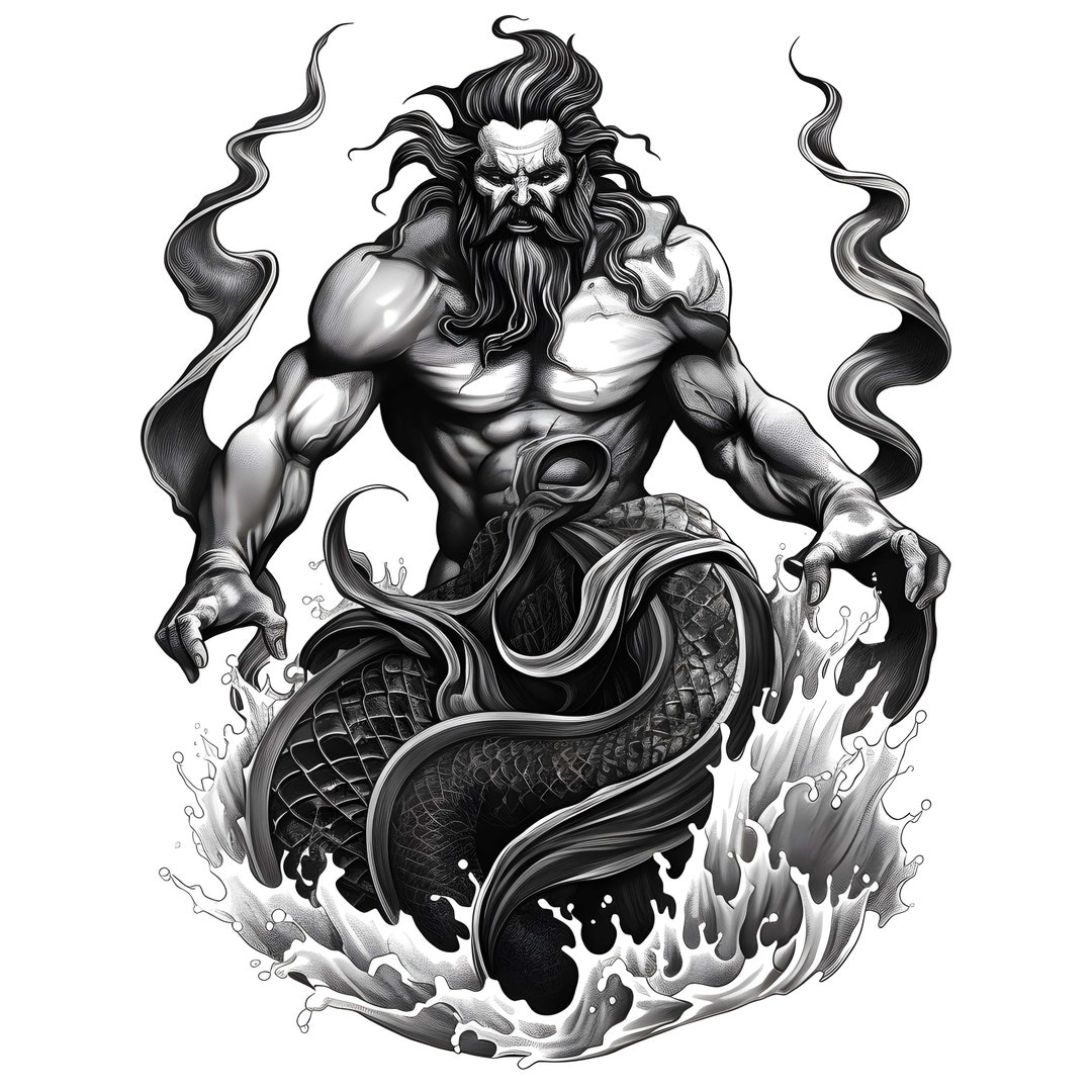 Mad Poseidon Tattoo Design - Download High Resolution Digital Art PNG ...
